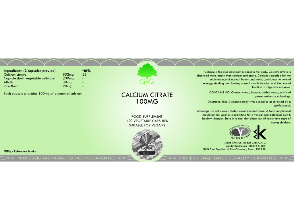 Elan-Vital Természetes Egészség Központ - Kalcium citrát 100mg (elemi ...